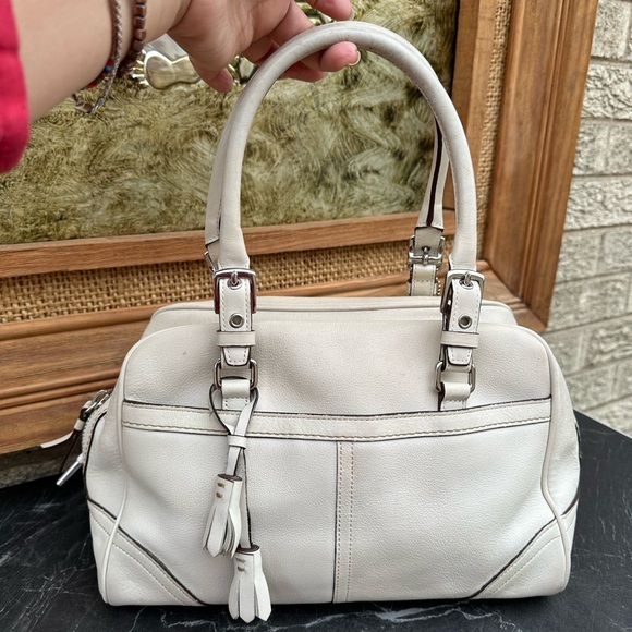 Coach | Bags | Coach Hamptons Bone Leather Satchel Handbag 8a69 | Poshmark